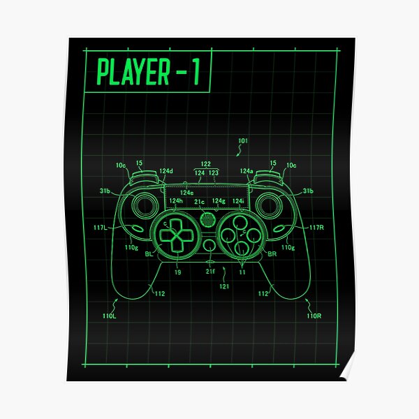 "Green Controller Blueprint l Arcade Blueprint l Retro Gamer | Classic ...