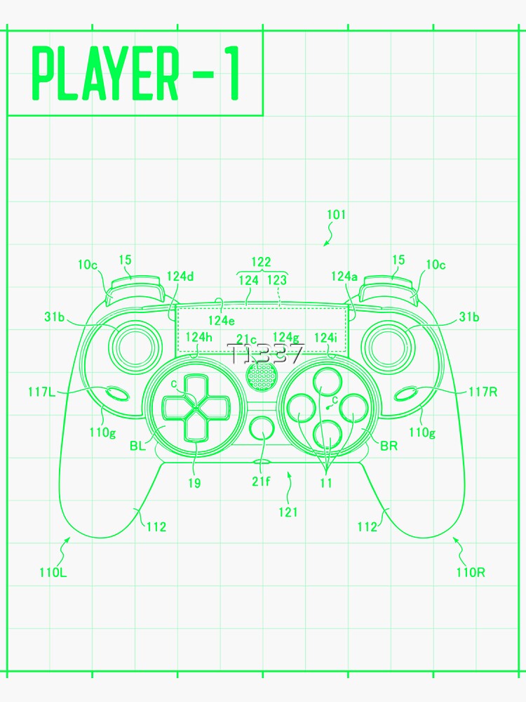 "Green Controller Blueprint l Arcade Blueprint l Retro Gamer | Classic ...