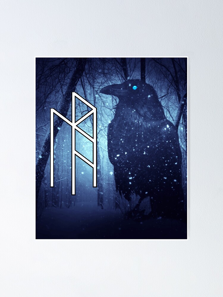 "Raven Rune - Jackdaw - Crow - Viking bird - Nordic runes" Poster for ...