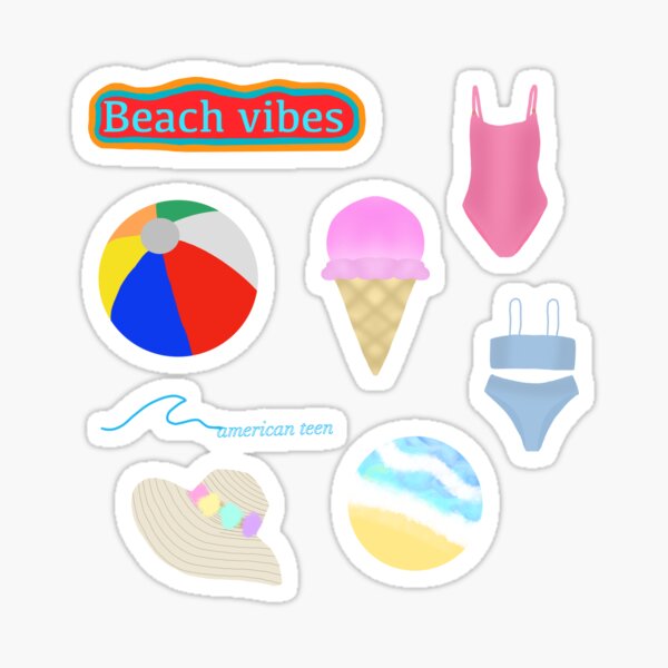 "Beach sticker pack" Sticker for Sale by elle-dee-art | Redbubble