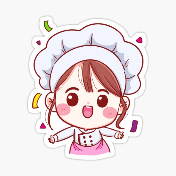 "Cute Chef Girl " Sticker for Sale by roocky | Redbubble