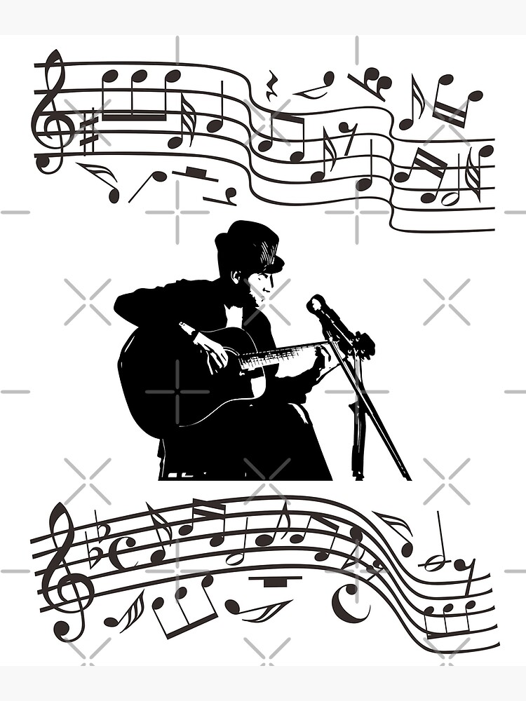 "Guitar Singer And Music Notes" Poster by MottoDigging | Redbubble