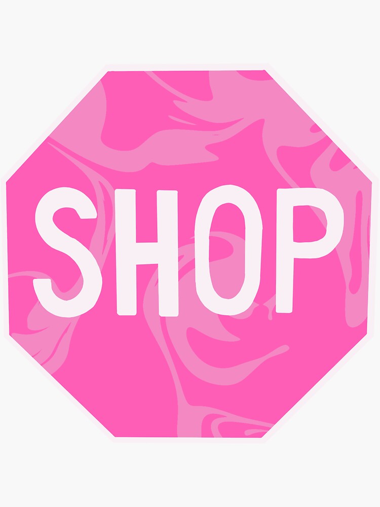 "pink shop sign" Sticker for Sale by katekouns | Redbubble