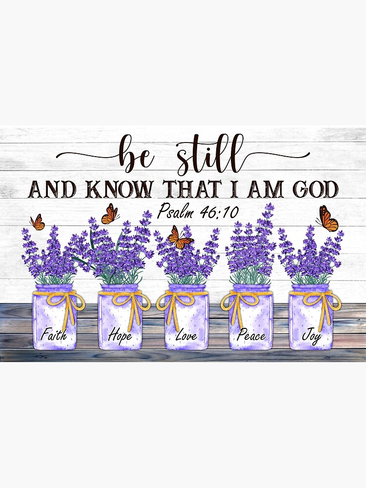 "Lavender Flower Jars Poster, Christian Art Decor, Psalm 46 10 Bible ...