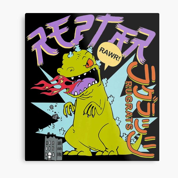 "Reptar Kanji Fire Sketch Rugrats TV Series" Metal Print by ...
