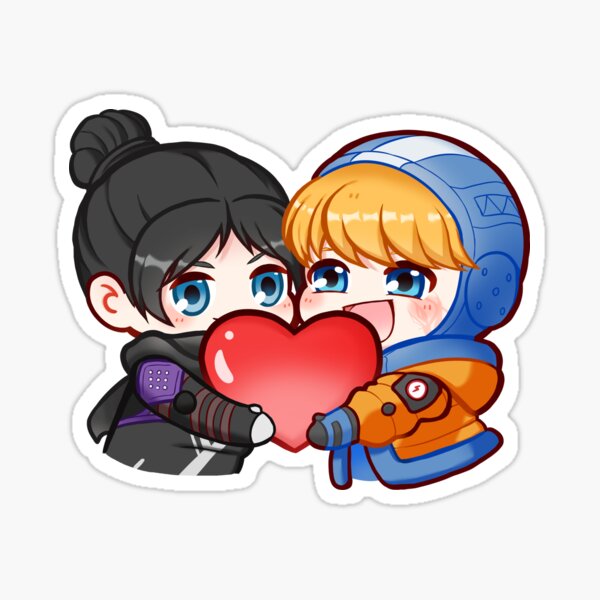 Pegatina «Chibi Wraith y Wattson, Darksparks sosteniendo el corazón» de ...