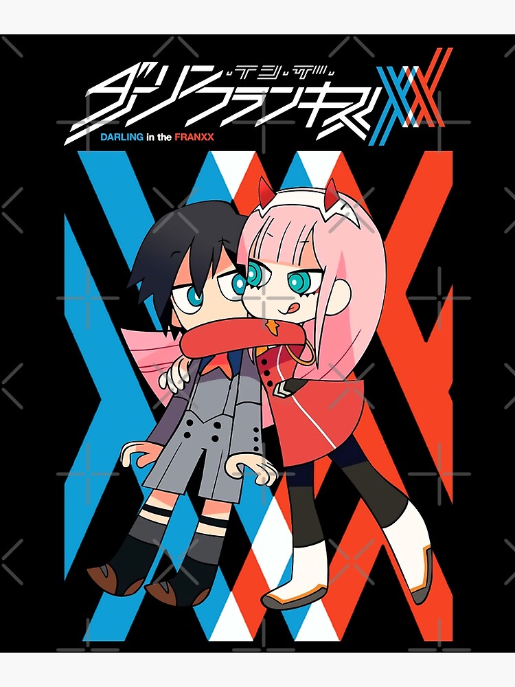"Darling in the Franxx Anime Chibi Art Hiro And Zero Two" Metal Print ...