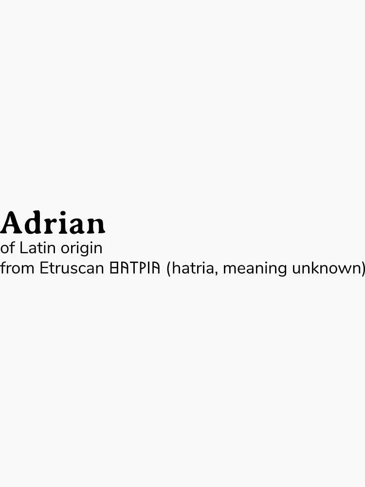"Adrian name etymology" Sticker for Sale by YourNameStory | Redbubble