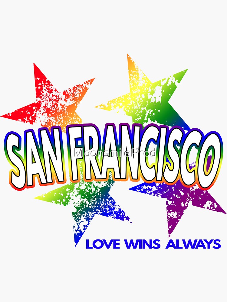 "San Francisco Gay Lesbian Pride Rainbow Stars Equality LGBTQ" Sticker ...