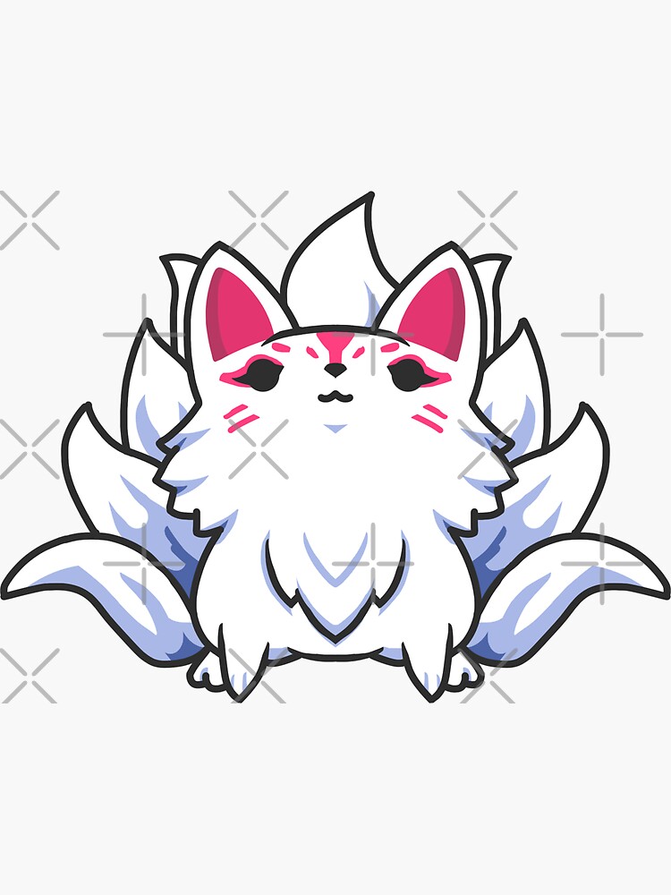 "Kawaii Kitsune Nine Tails" Sticker for Sale by patrick10reyes | Redbubble