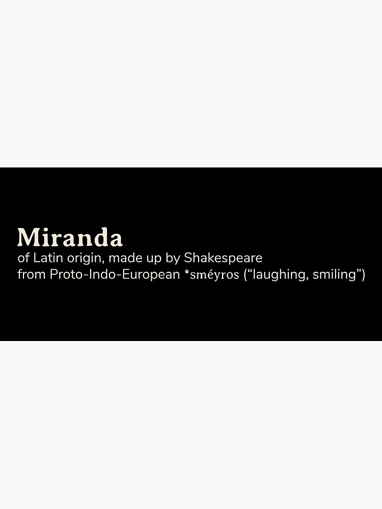 "Miranda name etymology" Poster for Sale by YourNameStory | Redbubble