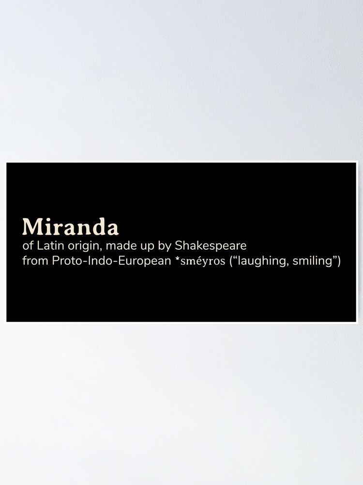 "Miranda name etymology" Poster for Sale by YourNameStory | Redbubble