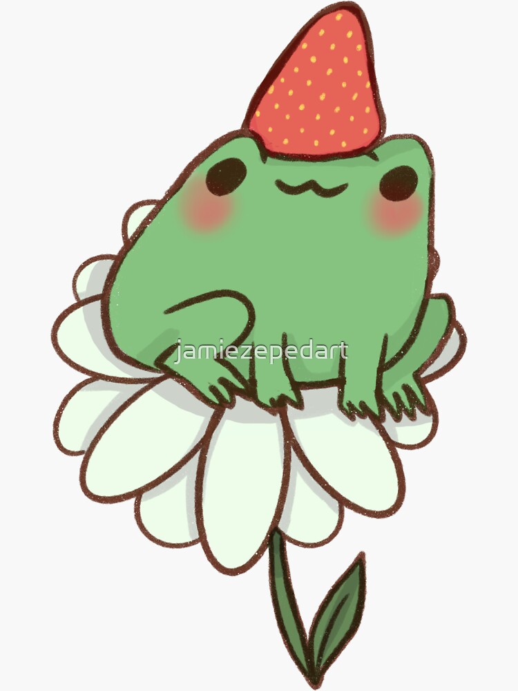 "Strawberry Frog" Sticker by jamiezepedart | Redbubble