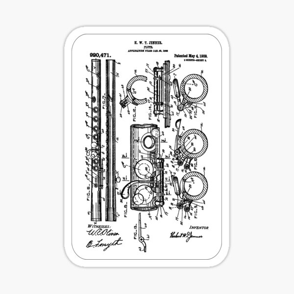 "Flutist Cool Patent Style Flute Player" Sticker by weirdrelatives ...