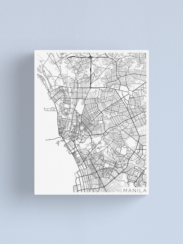 "Manila Map, Philippines - Black and White" Canvas Print for Sale by ...