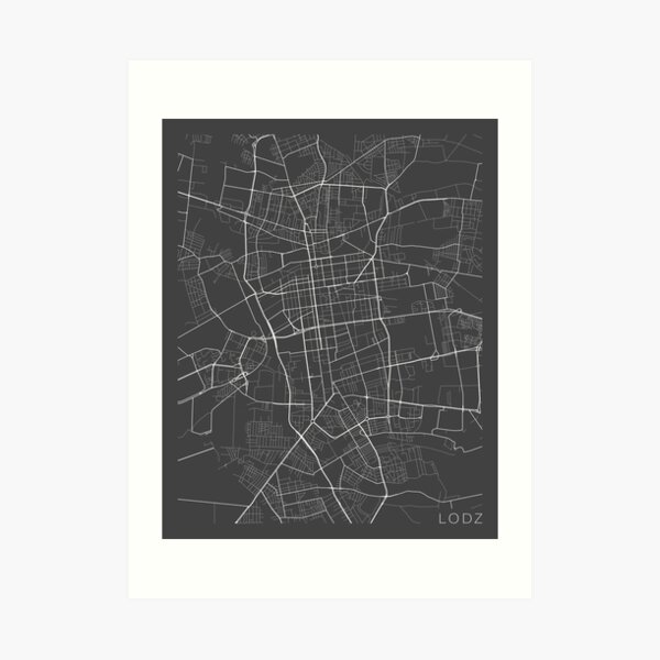 "Lodz Map, Poland - Gray" Art Print by MainStreetMaps | Redbubble