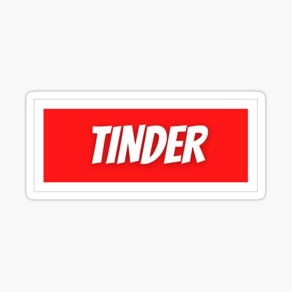 "Tinder - red box font" Sticker by WalStreetMerchs | Redbubble