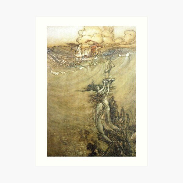 "Mermaids - Jewels from the Deep - Arthur Rackham" Art Print for Sale ...