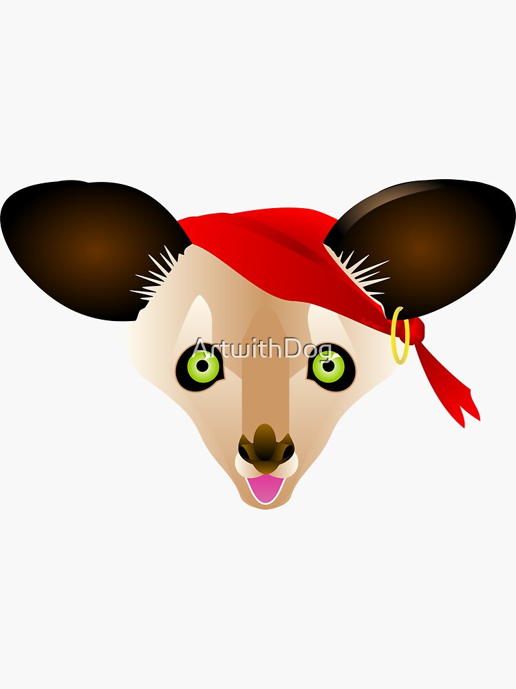 "Aye, Aye! the Pirate Aye-Aye" Sticker for Sale by ArtwithDog | Redbubble