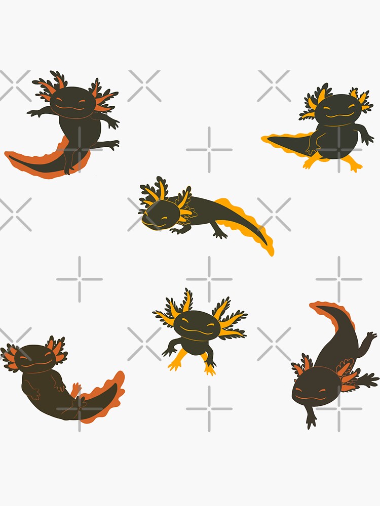 "Lava axolotls" Sticker for Sale by scribbli | Redbubble