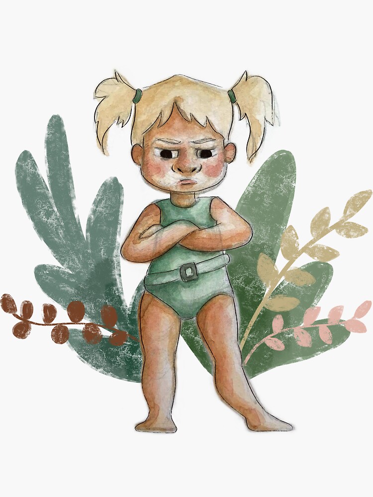 "Grumpy little kid" Sticker by AmaraIvy | Redbubble