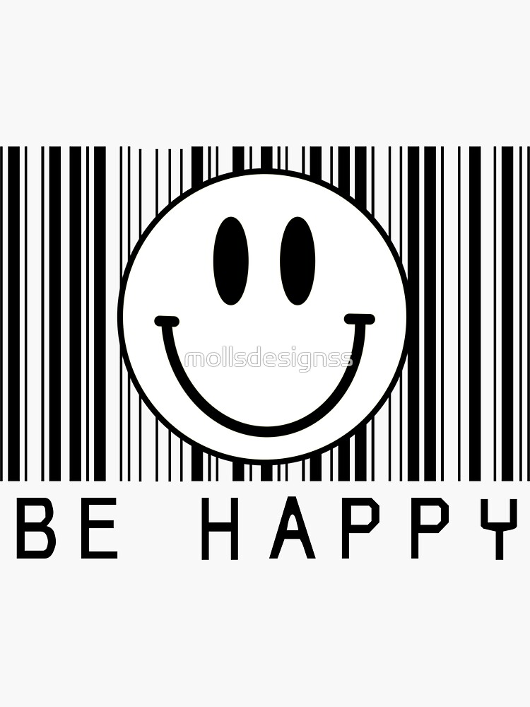 "be happy barcode" Sticker for Sale by mollsdesignss | Redbubble