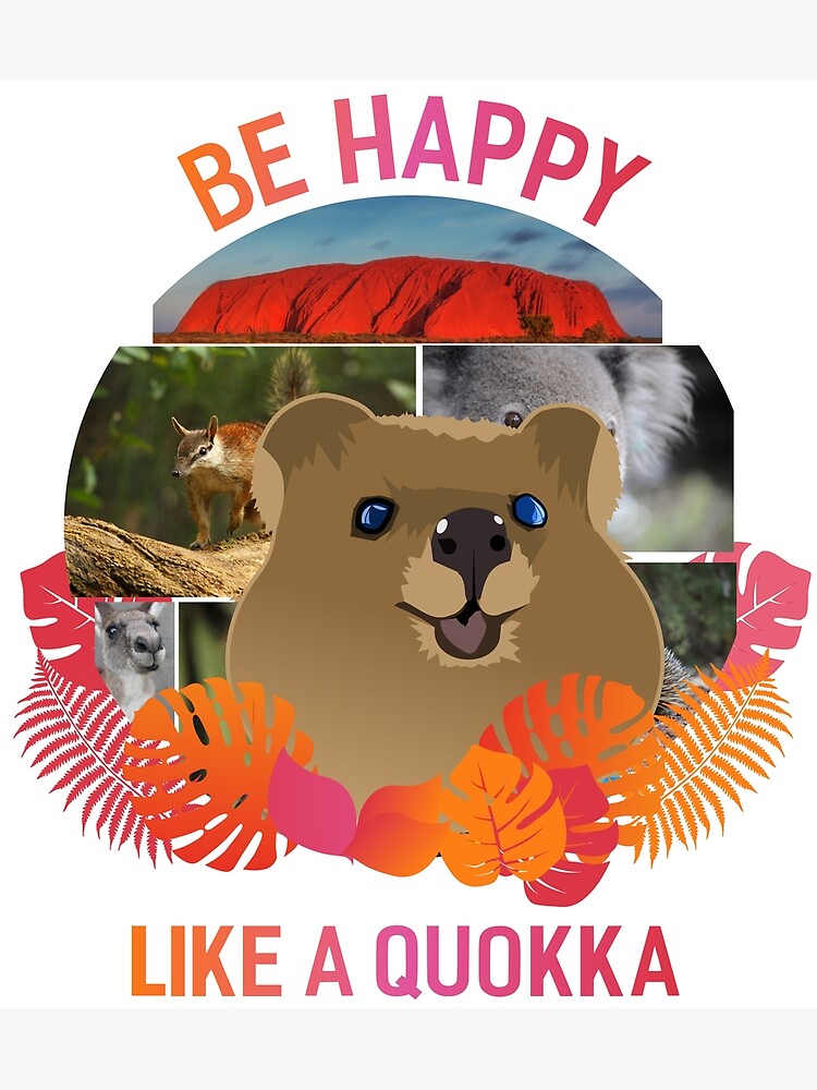 "Happy Like a Quokka - Australia illustration Collage" Poster by ...