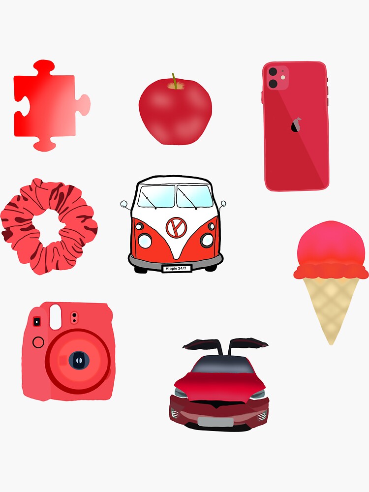 "Red Sticker Pack" Sticker for Sale by elle-dee-art | Redbubble