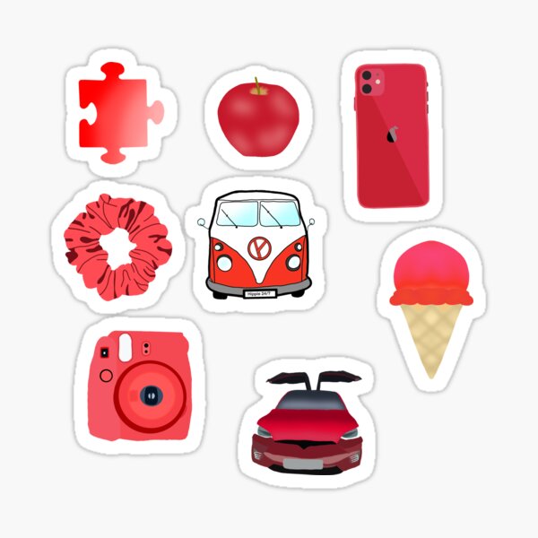 "Red Sticker Pack" Sticker for Sale by elle-dee-art | Redbubble