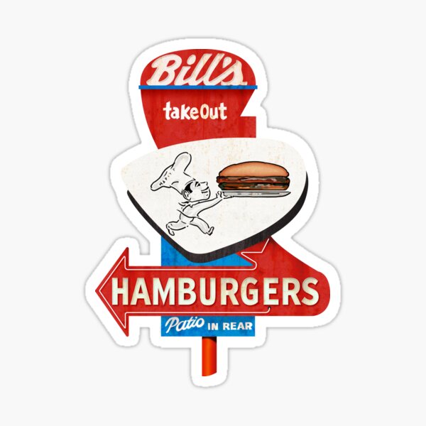 "Bill's Takeout Hamburgers, Roadside Americana Fast Food Marquee ...