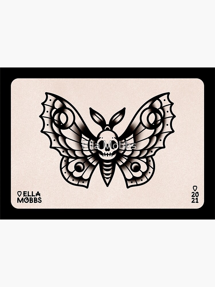"Skull Death Moth Classic Cute Traditional Tattoo Flash Style Print ...