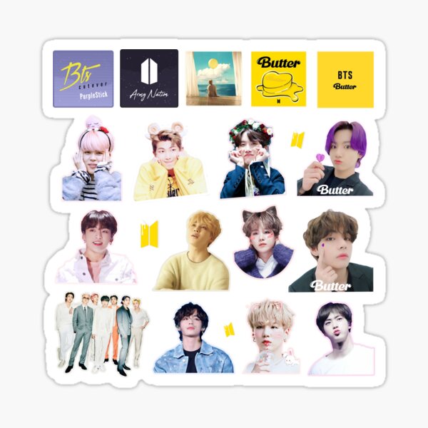 "BTS Sticker Pack Cute Butter 20 Pieces " Sticker for Sale by ...