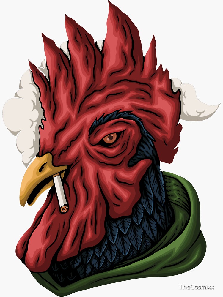 "Rooster Smoking" Sticker for Sale by TheCosmixx | Redbubble