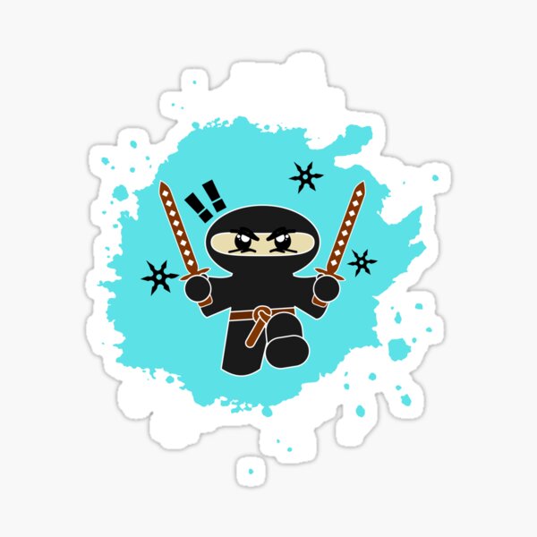 "Cartoon Ninja with throwing stars and swords" Sticker for Sale by ...