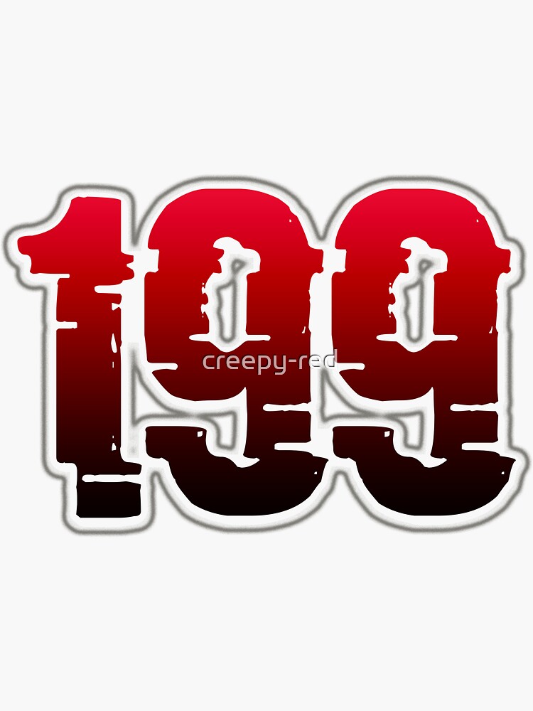 "Creepy Red Number 199" Sticker for Sale by creepy-red | Redbubble