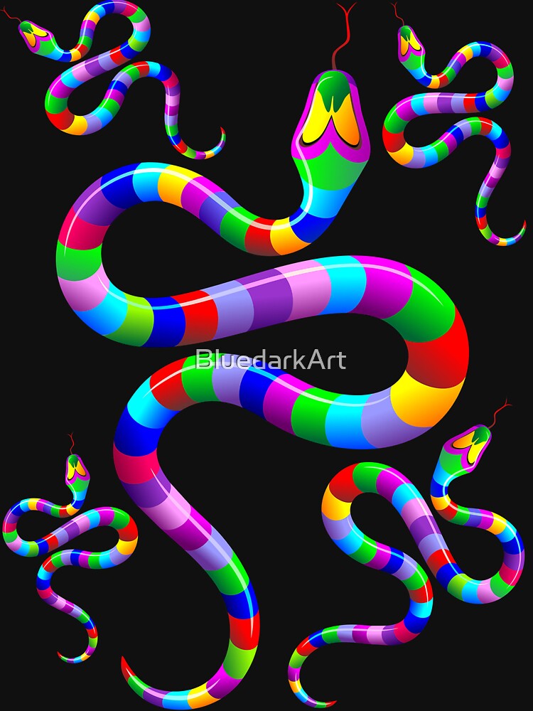 "Snake Psychedelic Rainbow Colors" T-shirt for Sale by BluedarkArt ...