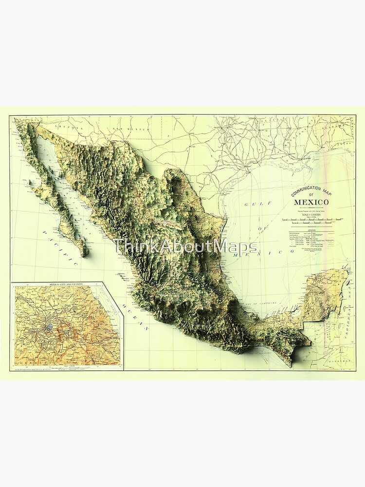 "1922 Map of México 3D digitally-rendered" Art Print for Sale by ...