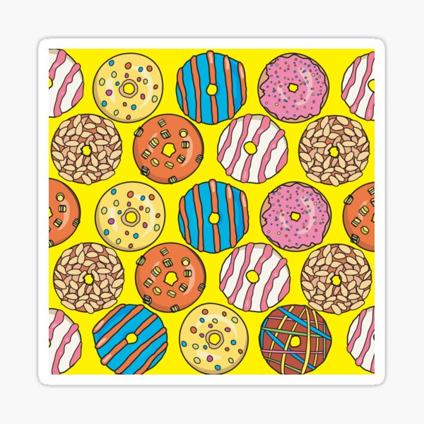 Pegatina «Donas deliciosas. Donas de diferentes sabores. Donas estilo ...