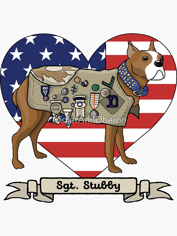 "Sergeant Stubby Dog Hero of World War I Heart American Flag tee-shirt ...