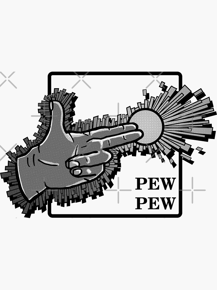 "Finger Guns Pew Pew (Deep Fried B&W)" Sticker for Sale by ...