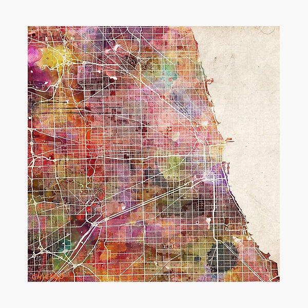 "Chicago map" Photographic Print for Sale by MapMapMaps | Redbubble