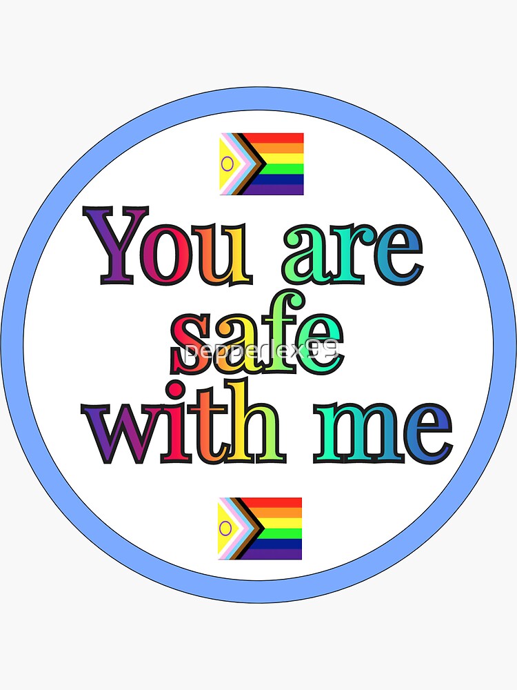"safe with me LGBTQ ally / staff member" Sticker by pepperlex99 | Redbubble