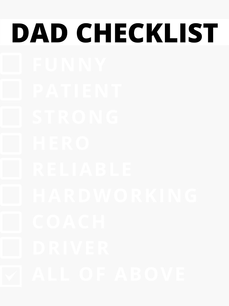 "DAD FATHER CHECKLIST TODO" Sticker for Sale by DrSidney | Redbubble