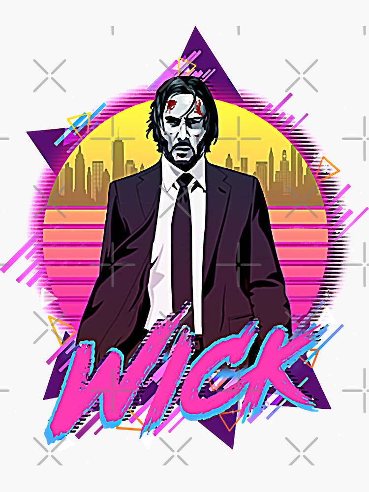 "John Wick Keanu Reeves Halloween Christmas Retro Classic" Sticker for ...