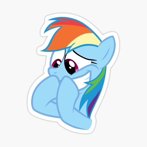 "Rainbow holding in her excitement" Sticker by Tardifice | Redbubble