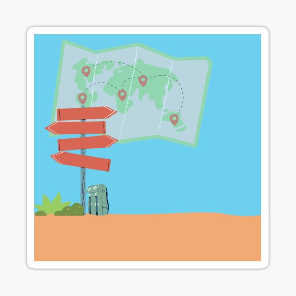 Pegatina «Bolsa y mapa de tablero de letrero de viajero» de ...