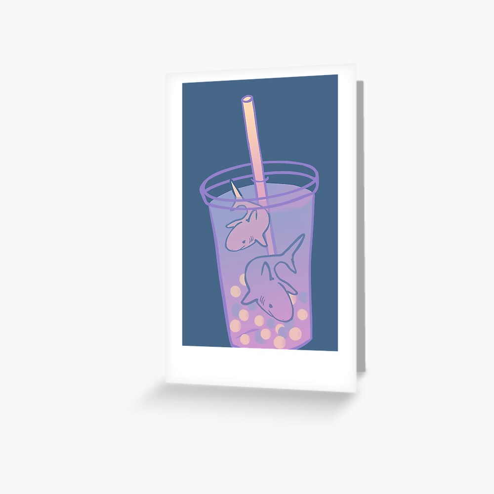 "boba shark bubble tea" Greeting Card for Sale by MiraNomegusta | Redbubble