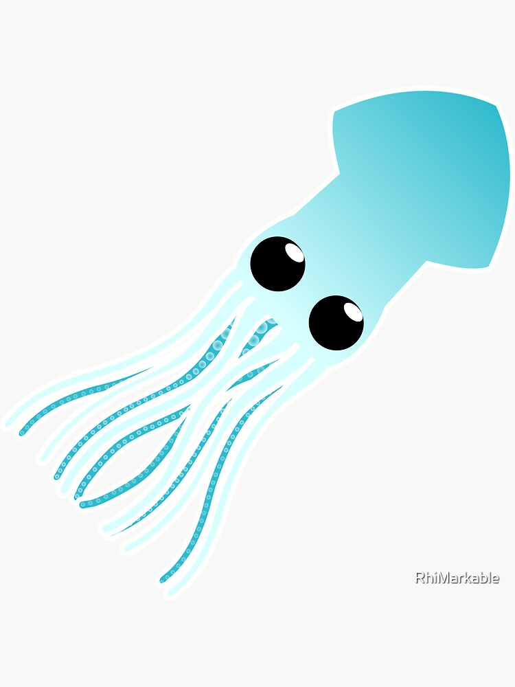 "Sky Blue Ombre Outlined Squid Cartoon" Sticker for Sale by RhiMarkable ...