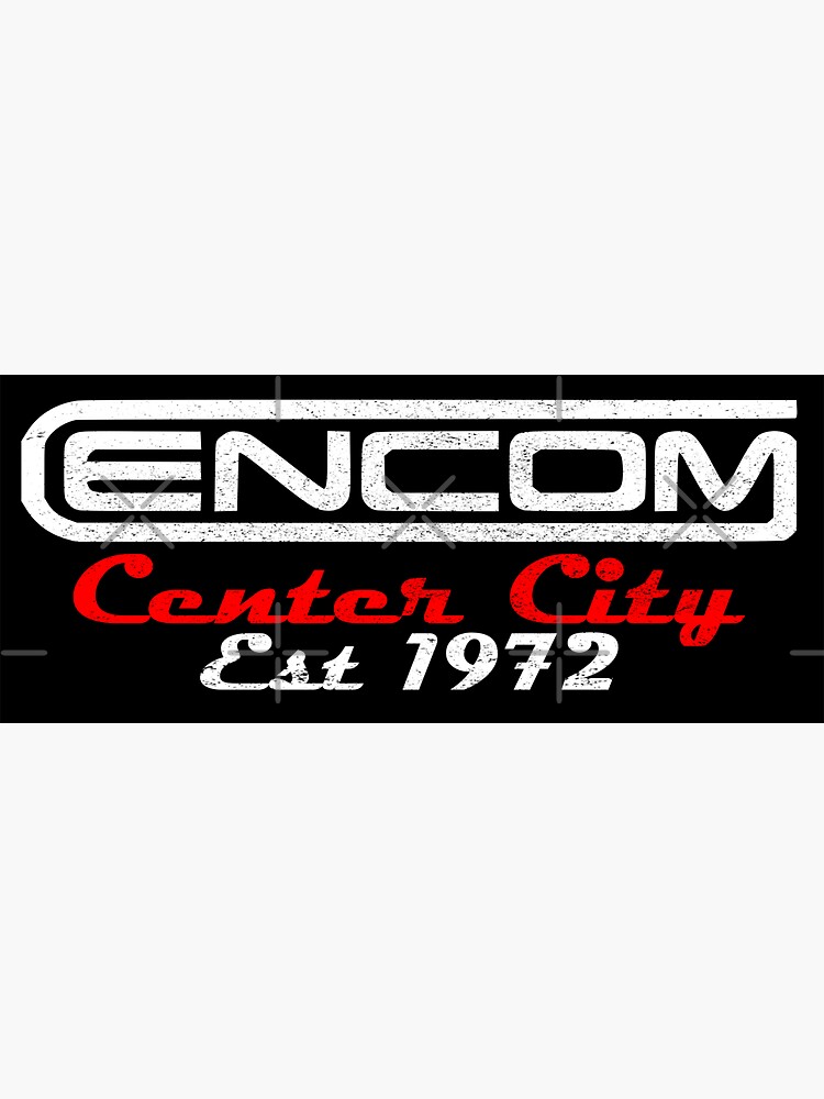 "Retro Encom Corporation Logo - Center City - Established 1972" Sticker ...