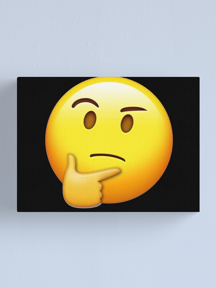 "Thinking Face Emoji Mask, Button, and Sticker " Canvas Print for Sale ...
